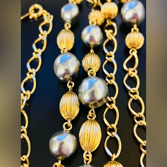Avon | Jewelry | Vintage Avon Gray Pearl And Gold Bead Necklace | Poshmark